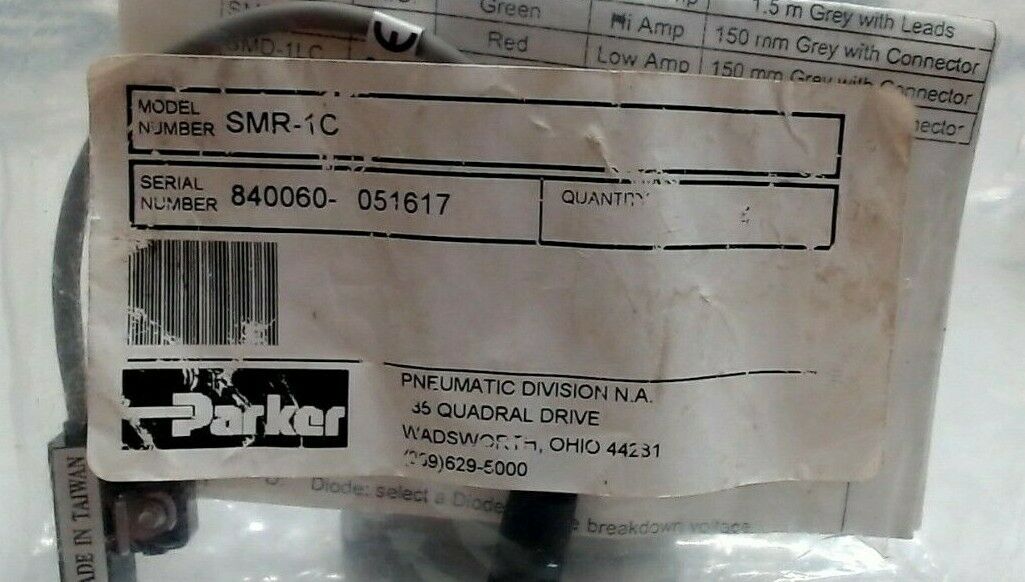 LOT/2 PARKER SCHRADER BELLOWS SMC-1NC HALL EFFECT SENSOR SWITCH NC LED ...