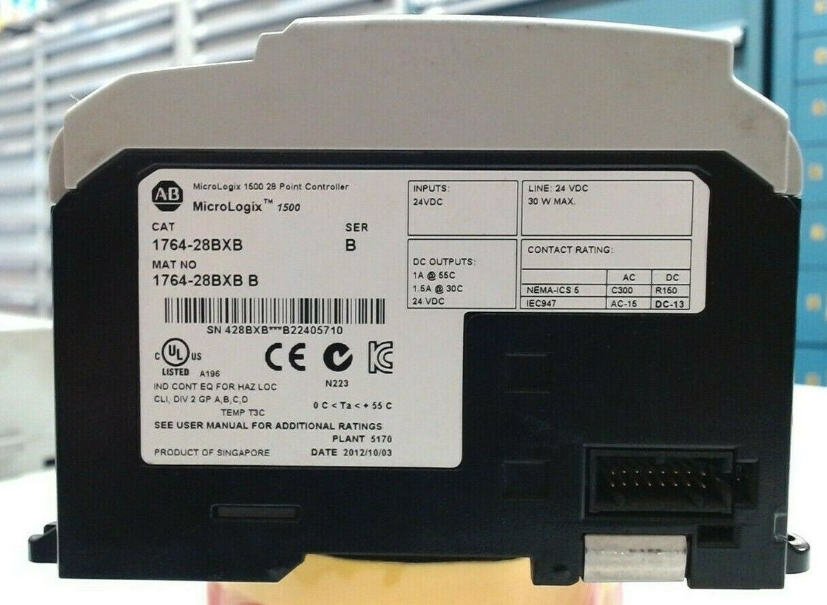 AB ROCKWELL 1764-28BXB SERIES B PLC MICROLOGIX 1500 BASE 24VDC RELAY ...