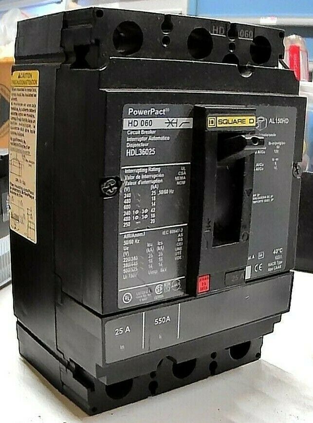 SQUARE D POWERPACT HD060 CIRCUIT BREAKER HDL36025 AL150HD 25A -FREE SH ...