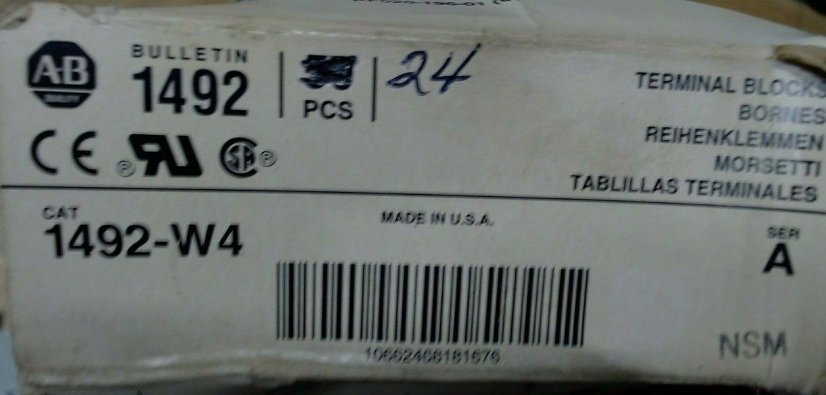AB ROCKWELL 1492-W4 TERMINAL BLOCK SINGLE CIRCUIT 4MM 800V SER.A -FREE ...