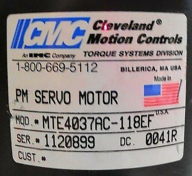 CLEVELAND MOTION CONTROLS CMC MTE4037AC-118EF PM SERVO MOTOR *FREE SHI ...
