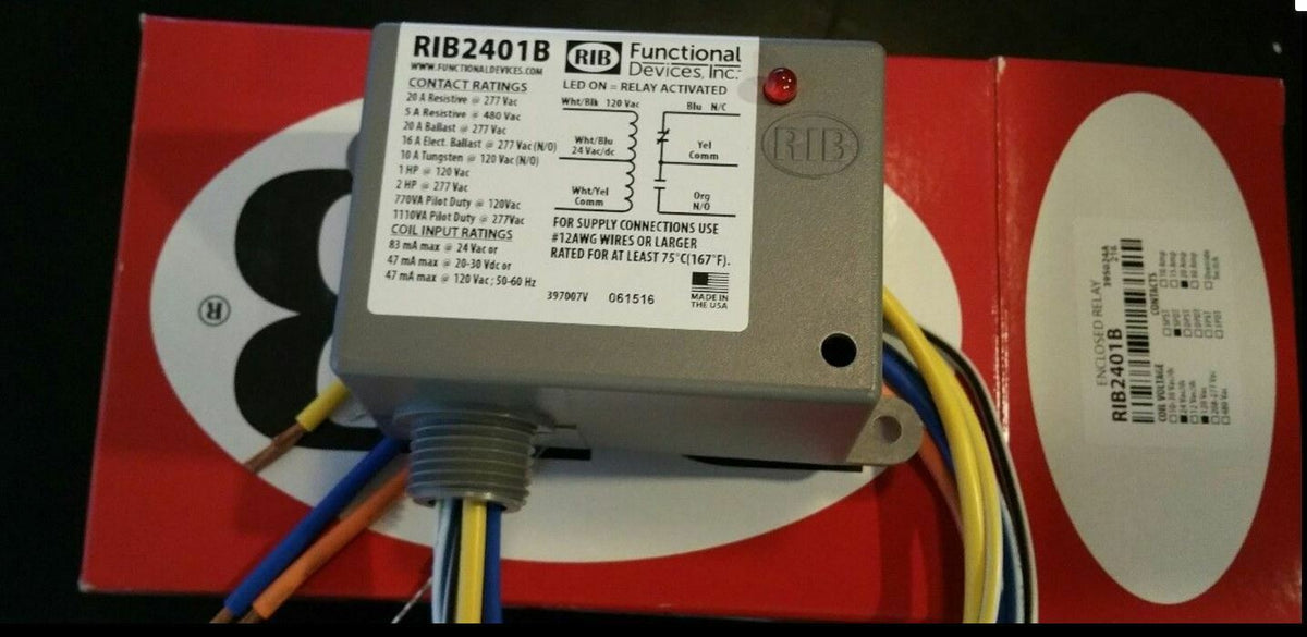 RIB RIB2401B ENCLOSED RELAY 24VAC/DC 120VAC SPDT -FREE SHIPPING ...